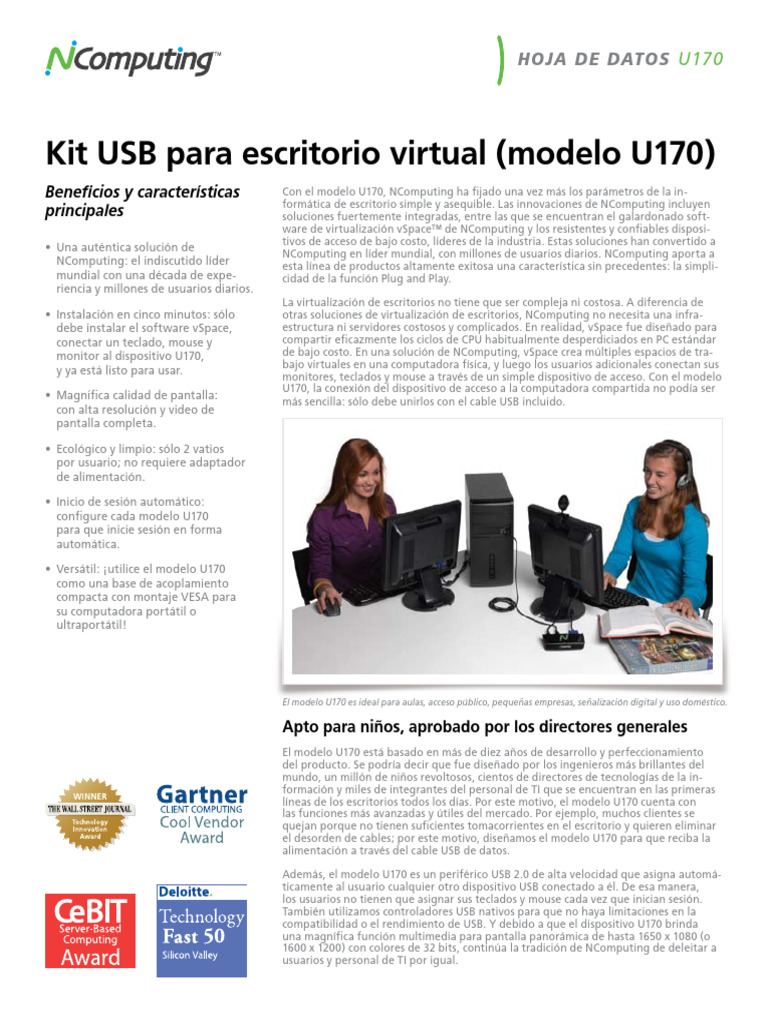 NComputing U170 | PDF | USB | Software de la aplicacion