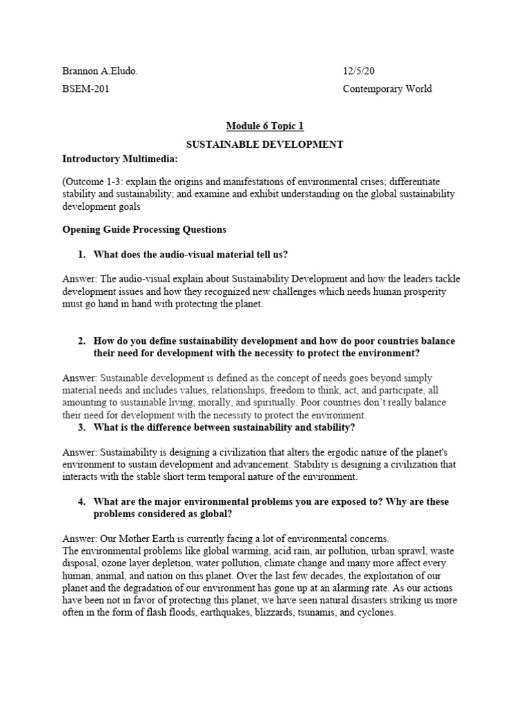 Module 6 Topic 1 | PDF | Sustainability | Natural Environment