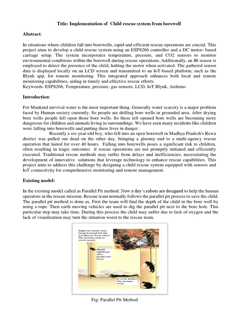 Model Paper of Implementation of A Child Rescue System From Borewell | PDF | Internet Of Things ...