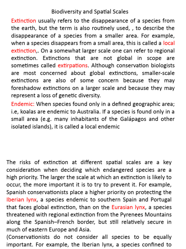 Biodiversity & Spatial Scales | PDF | Biodiversity | Conservation Biology