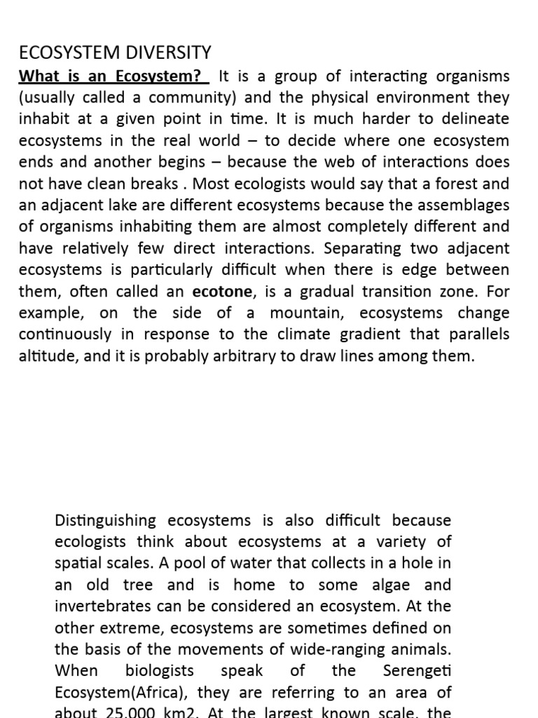 Ecosystem Diversity | PDF | Disturbance (Ecology) | Ecosystem