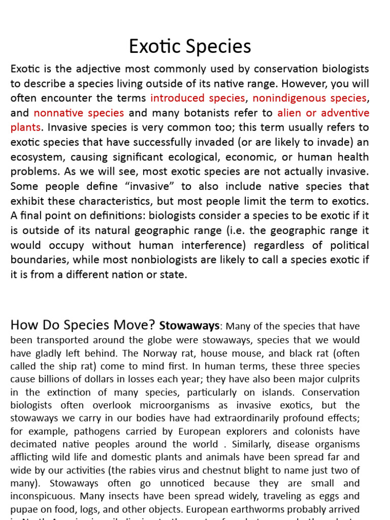 Exotic Species | PDF | Introduced Species | Invasive Species