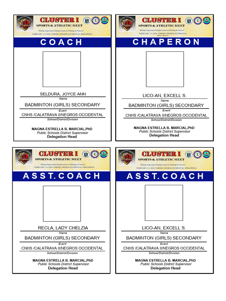 Cluster I Sports Id 2024 | PDF