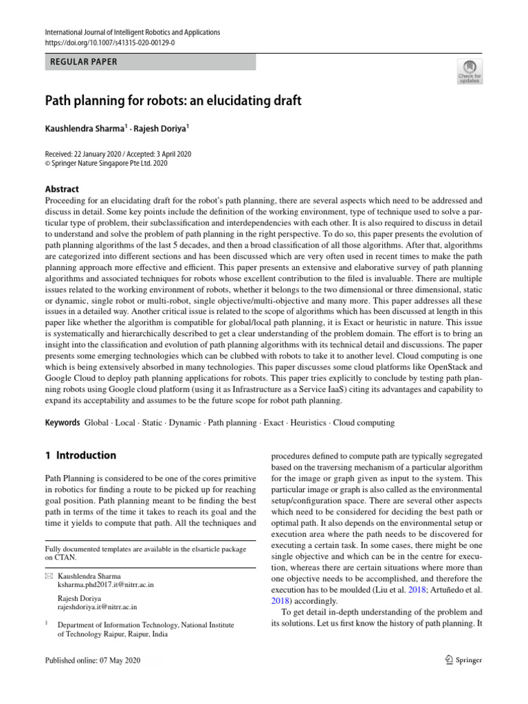 Path Planning For Robots An Elucidating Draft | PDF | Metaheuristic | Mathematical Optimization