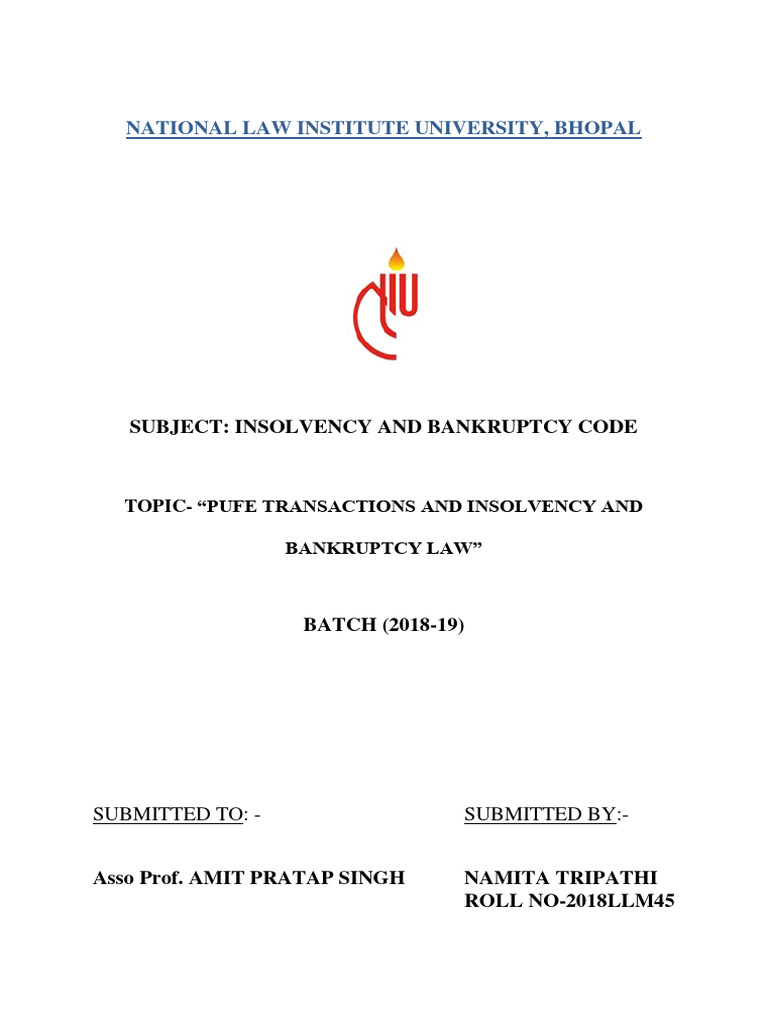 PUFE Transaction and IBC (1) .Namita | PDF | Bankruptcy | Insolvency