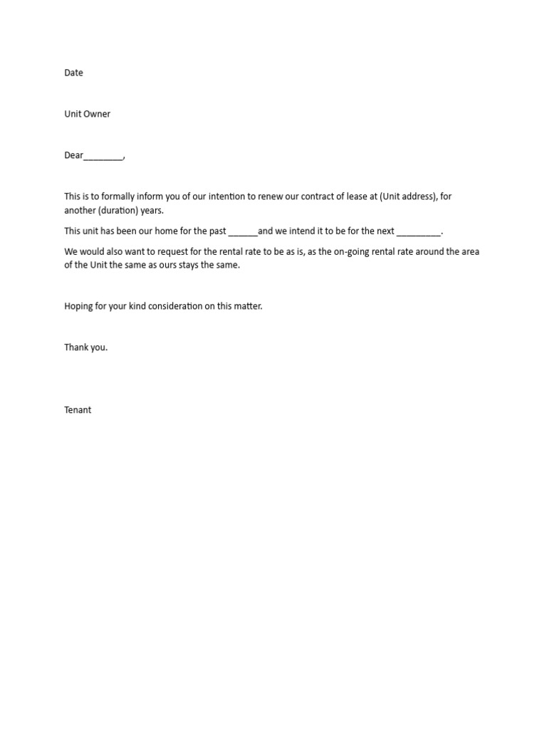 Renewal Letter Sample | PDF | Finance & Money Management | Law