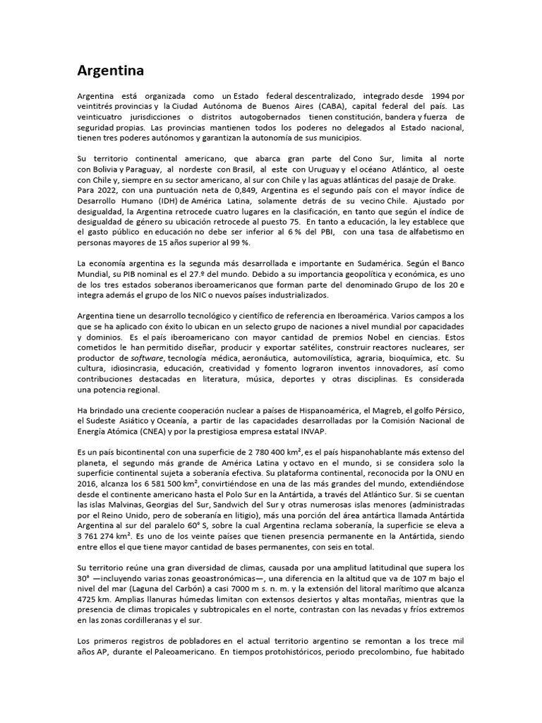 Argentina | PDF | Argentina | America latina