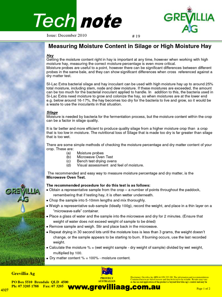 Measuring Moisture in High Moisture Hay and Silage | PDF | Hay