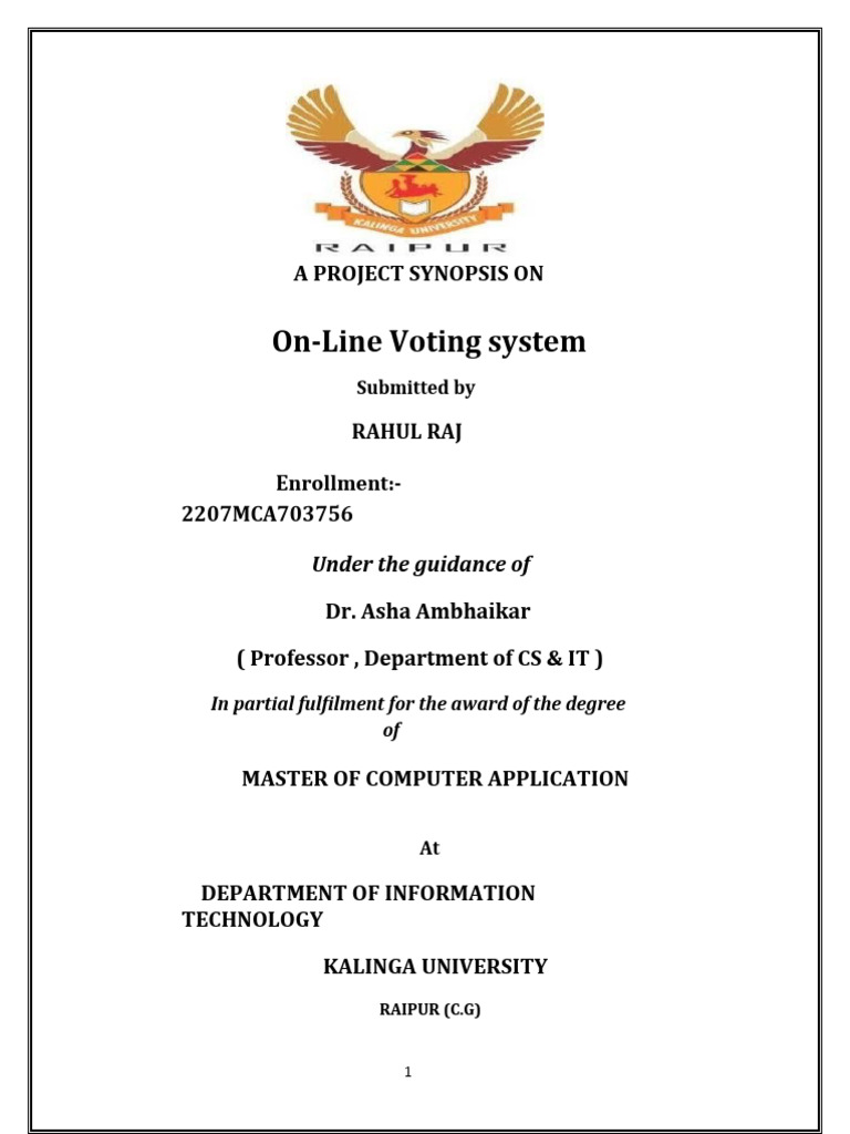 Online Voting System Project Synopsis | PDF | Electronic Voting | Security