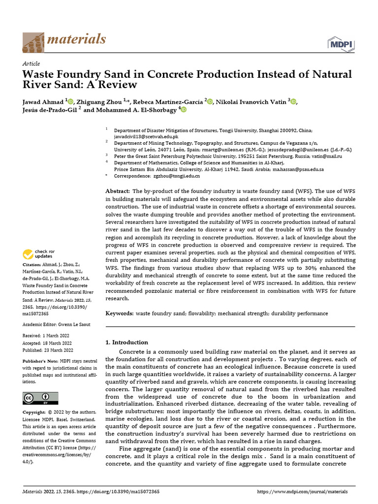 Materials 15 02365 | PDF | Concrete | Foundry