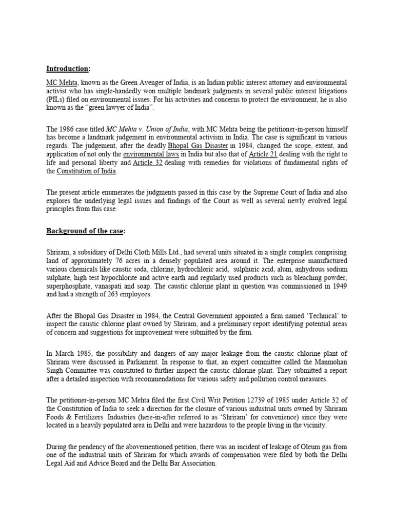 mc mehta | PDF | Effluent | Judgment (Law)