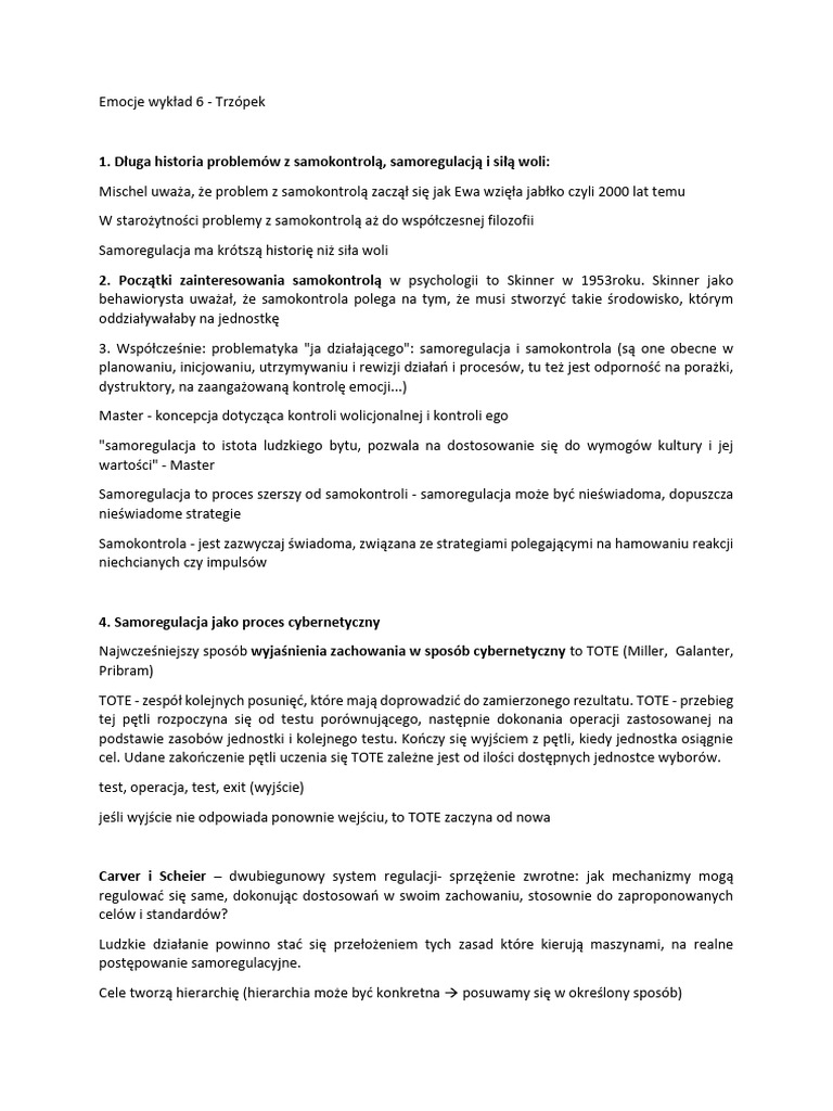 Notatki Psychologia Emocji I Motywacji Pdf