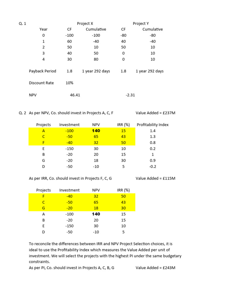Day1 GroupWork | PDF | Net Present Value | Internal Rate Of Return