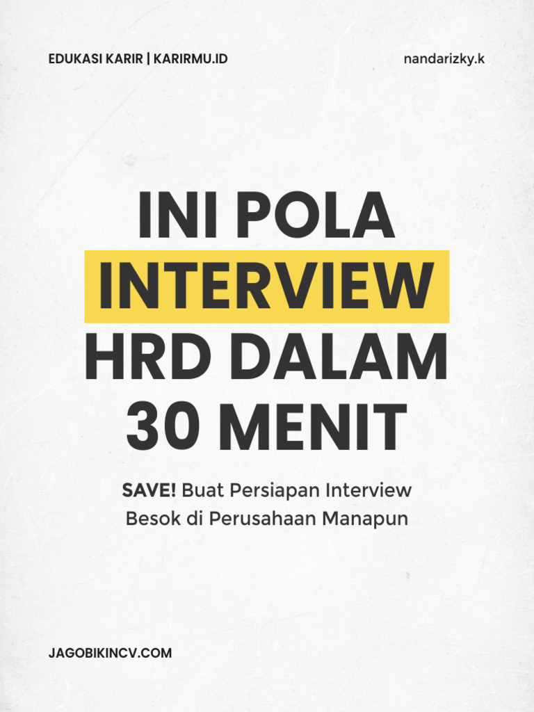 Pola Interview HRD Dalam 30 Menit | PDF
