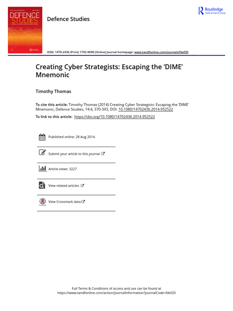 Creating Cyber Strategists Escaping The DIME Mnemonic | PDF ...