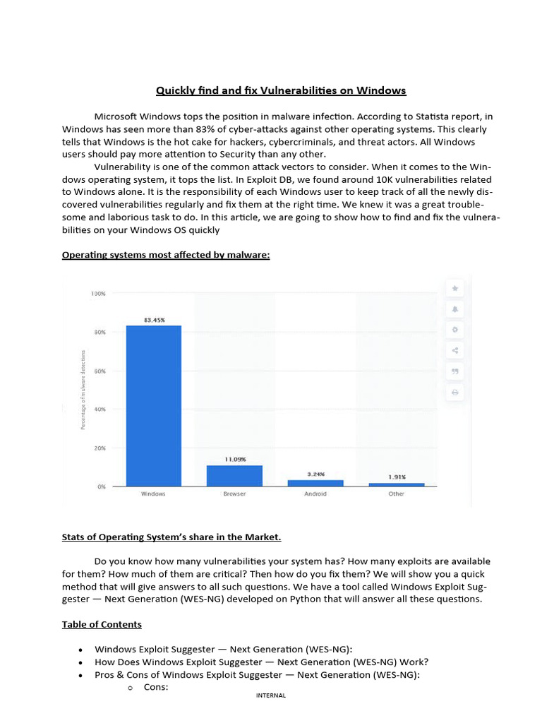 Quickly find and fix Vulnerabilities on Windows | PDF | Microsoft Windows | Vulnerability ...