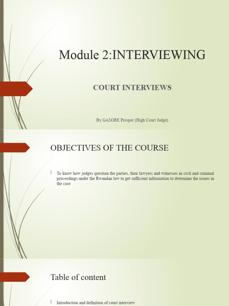 Module 2- Court interviews | PDF | Witness | Interview