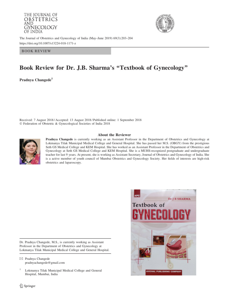 Book Review For DR J B Sharmas Textbook of Gynecology | PDF ...