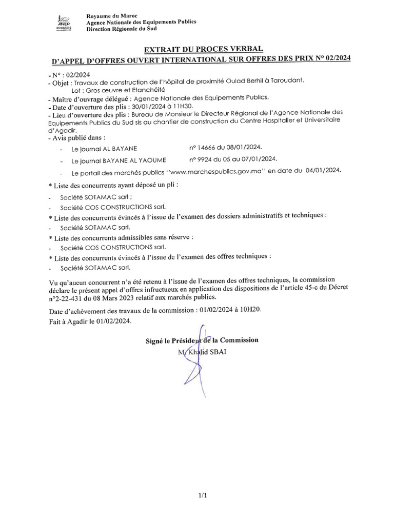Extrait Du PV AO - 02-2024 | PDF