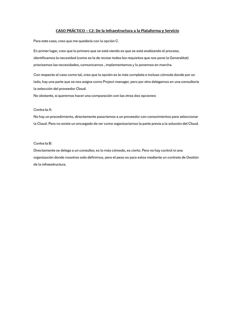 CASO PRÁCTICO - de La Infraestructura A La Plataforma y Servicio | PDF