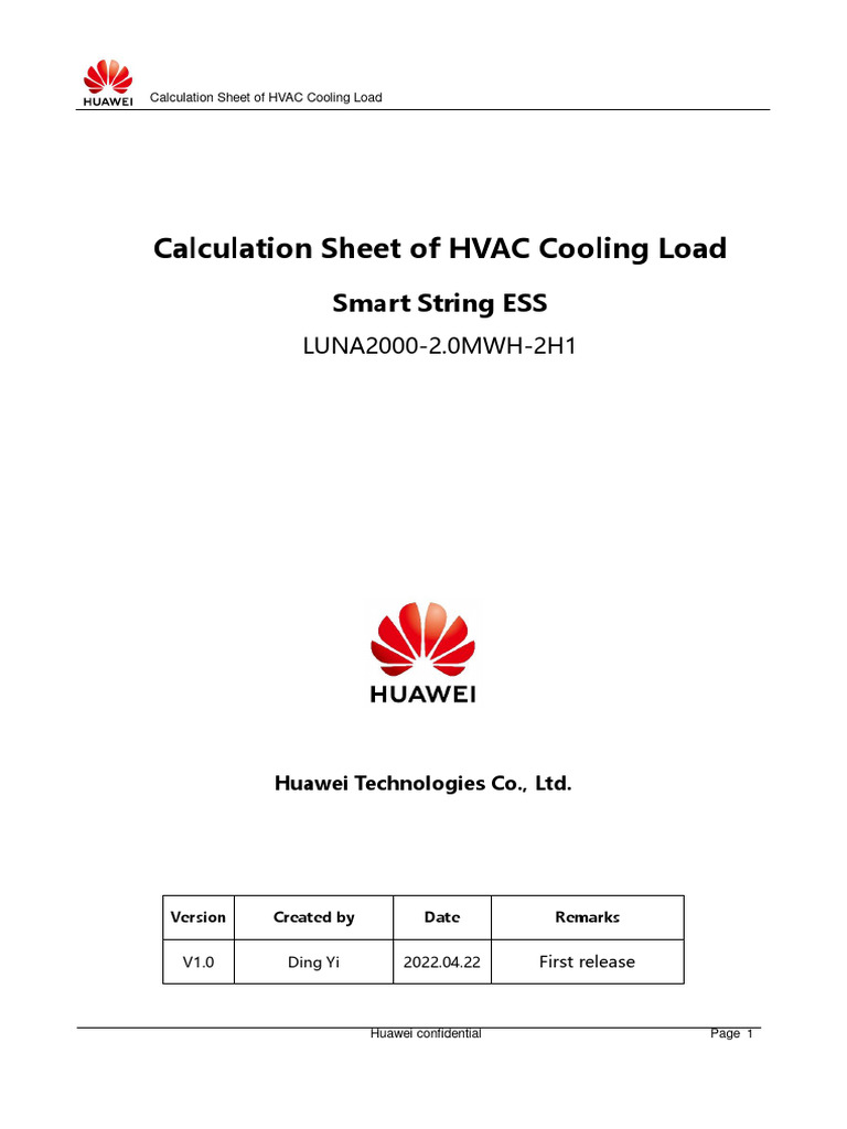 00 Calculation sheet of HVAC cooling load | PDF | Heat | Heat Transfer