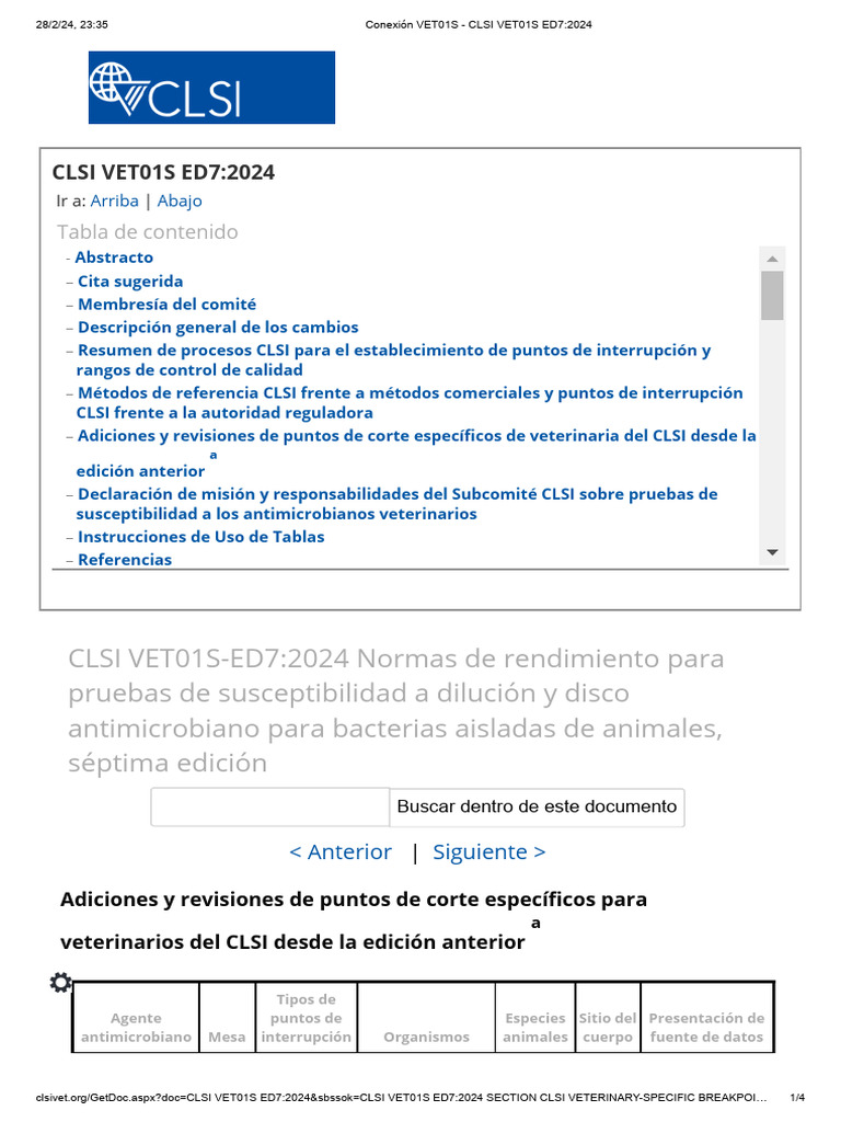 Conexión VET01S - CLSI VET01S ED7 - 2024 | PDF | Medicina CLINICA | Biología
