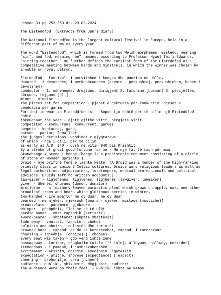 Book 3 Lesson 33 Vocabulary | PDF