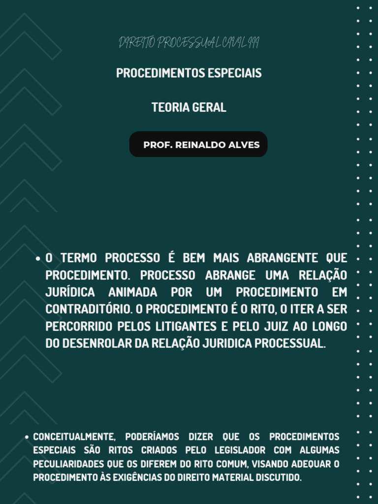 Procedimentos Especiais- Teoria Geral | PDF | Processo civil | Jurisdição