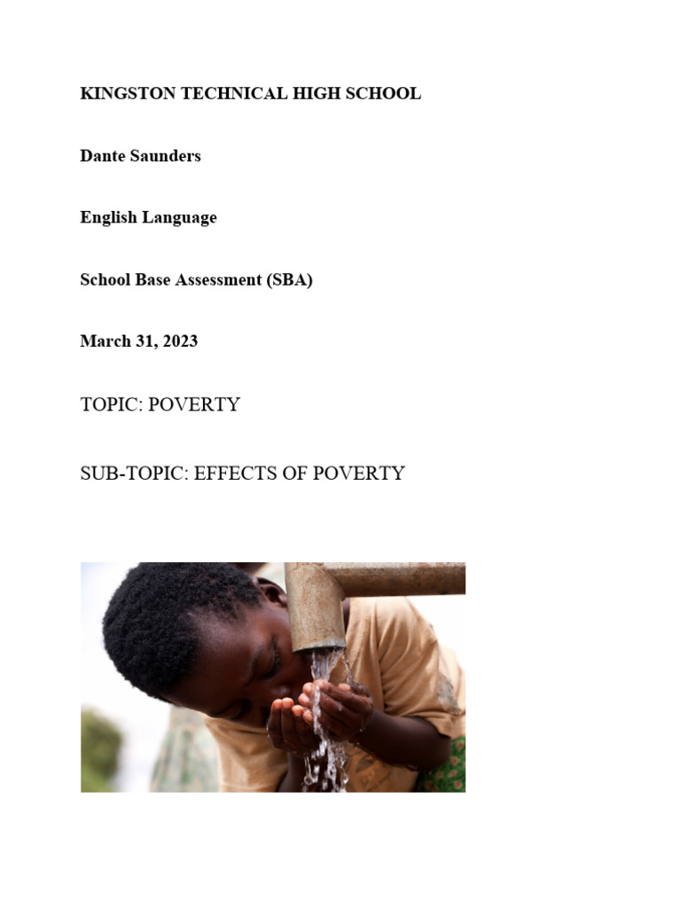 English Language SBA DONE | PDF | Poverty | Poverty & Homelessness
