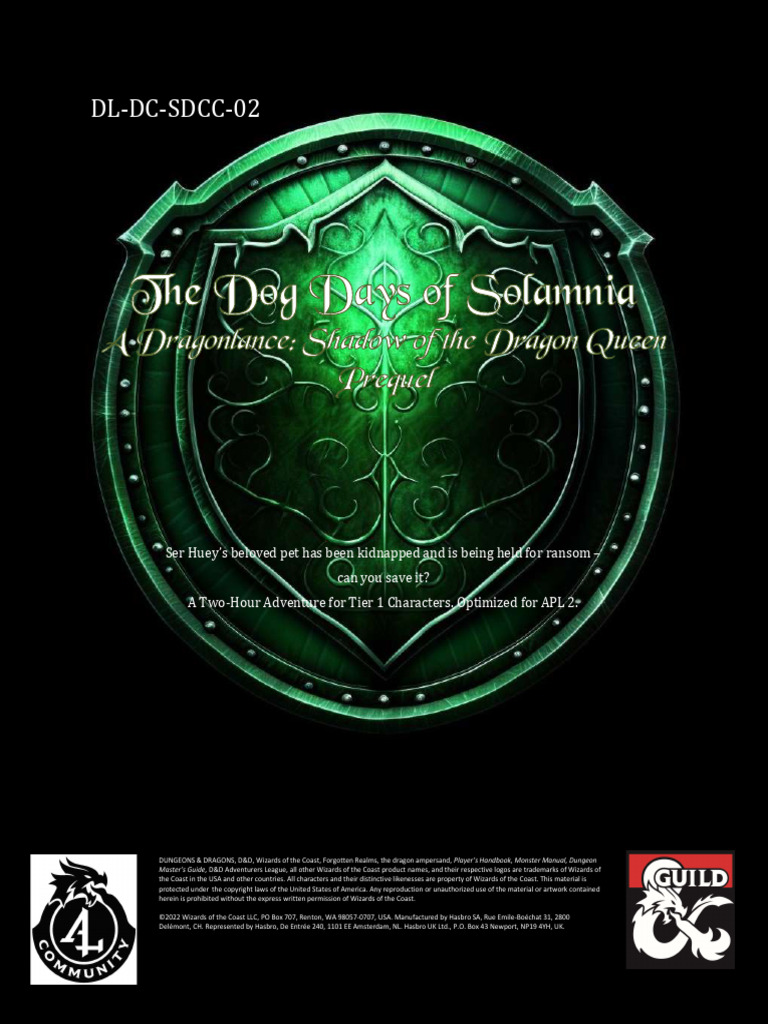 870868-DL-DC-SDCC-02 The Dog Days of Solamnia v1.2 | PDF | Wizards Of ...