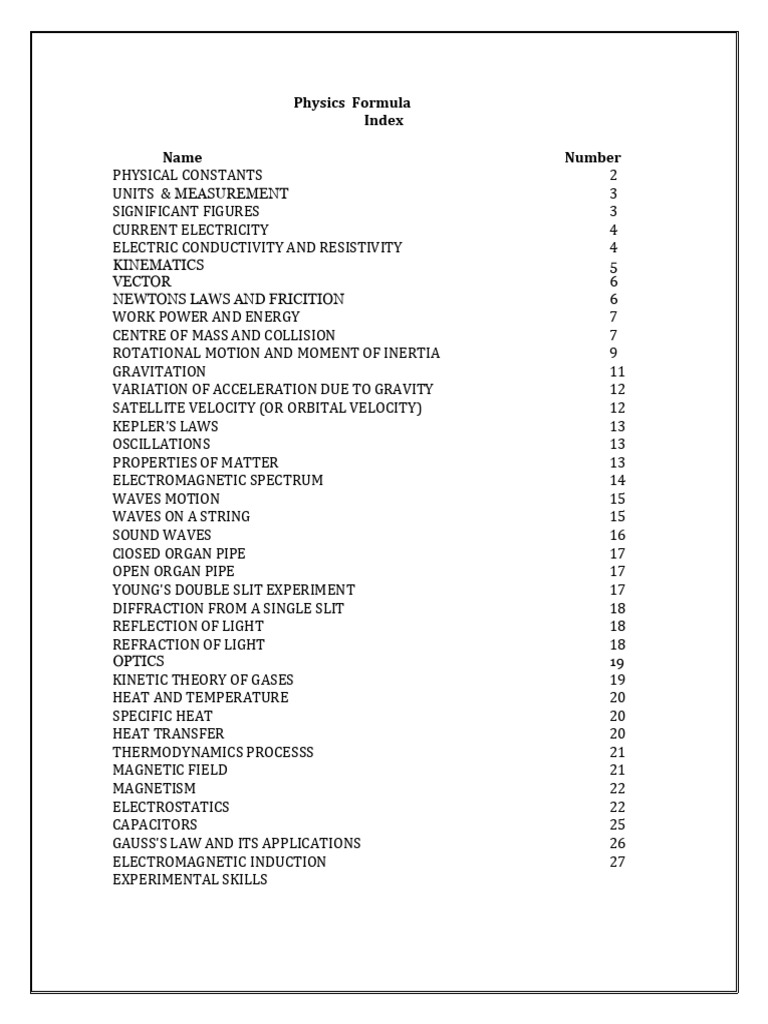 PHYSICS Formula Book Final Copy-1 | PDF | Rotation Around A Fixed Axis ...