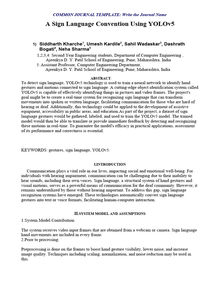 YOLOv5 for Real-Time Sign Language Recognition | PDF | Sign Language ...