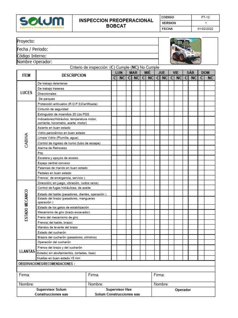 FT-12 Inspección Bobcat | Descargar gratis PDF | Carros deportivos ...