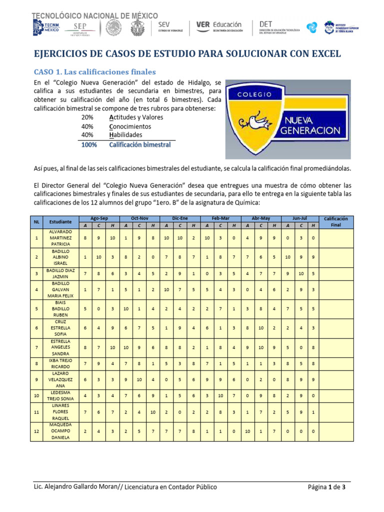 Caso de Estudio Excel-Ejercicios_1 | PDF