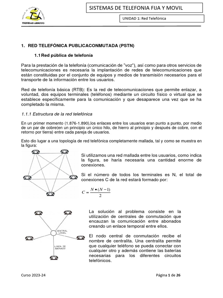 Estructura de la Red Telefónica 2023-24 | PDF | Red Telefónica ...
