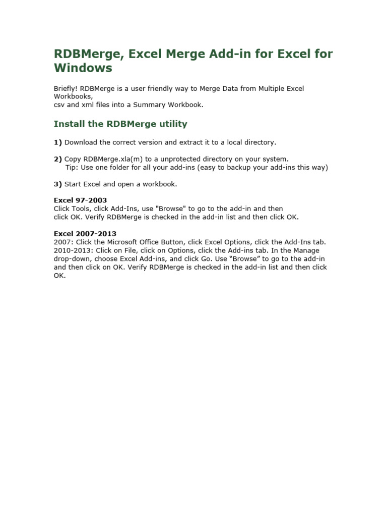 RDB Merge | PDF | Microsoft Excel | Computer File