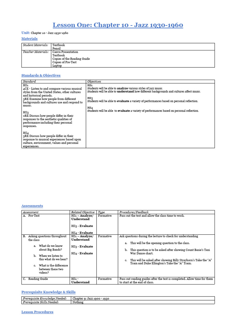 High School Jazz Music Study | PDF | Jazz | African American Music