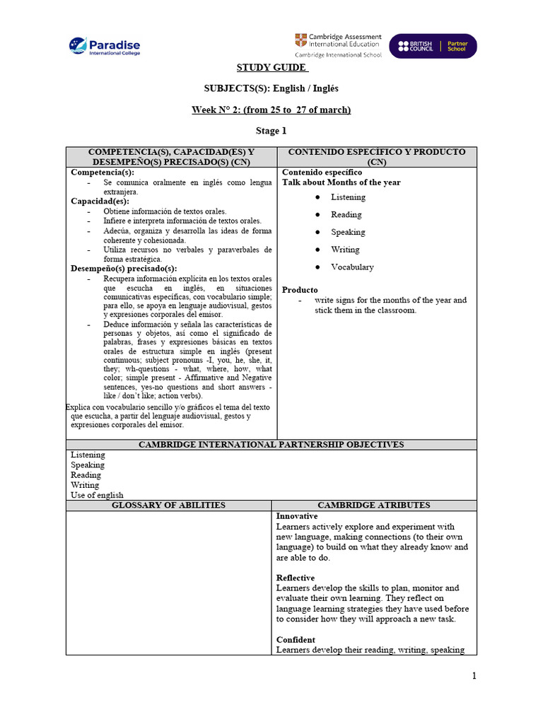 1S.2.English - Student Guide | PDF | Learning | Linguistics