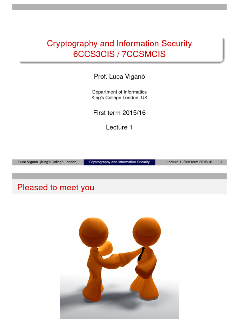 Lecture 1 | PDF | Cryptography | Computer Science