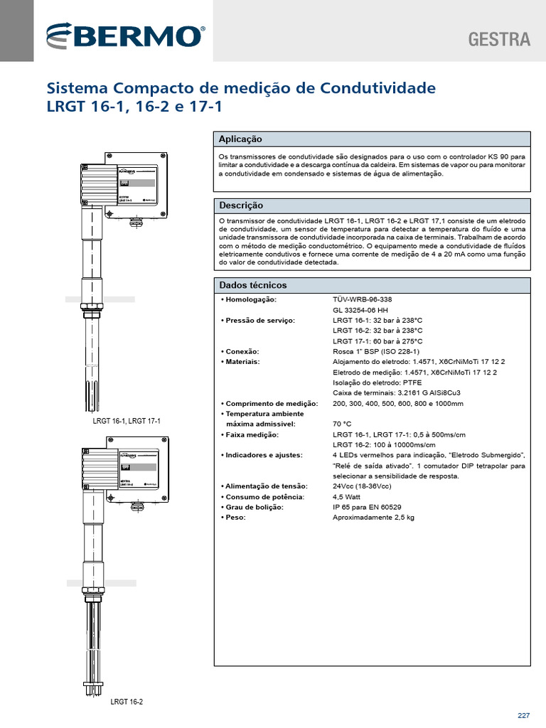 Transmissores de Condutividade LRGT 16-1, 16-2, 17-1 | PDF | Medição ...