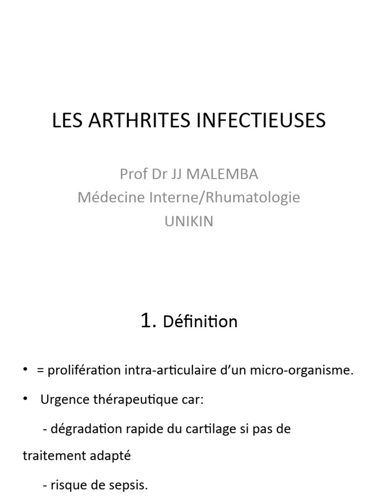 Arthrites infectieuses : diagnostic et traitement | PDF | Tuberculose ...