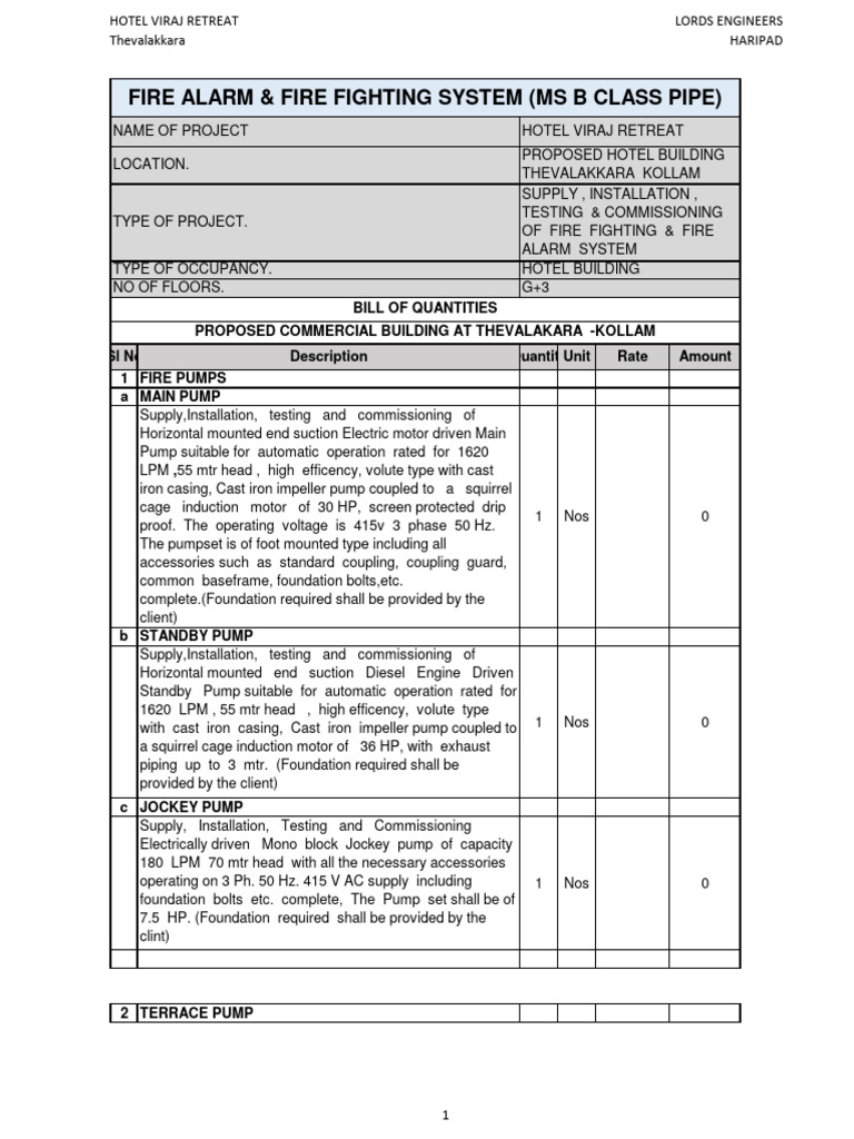 Boq Fire Safety | Download Free PDF | Valve | Pump