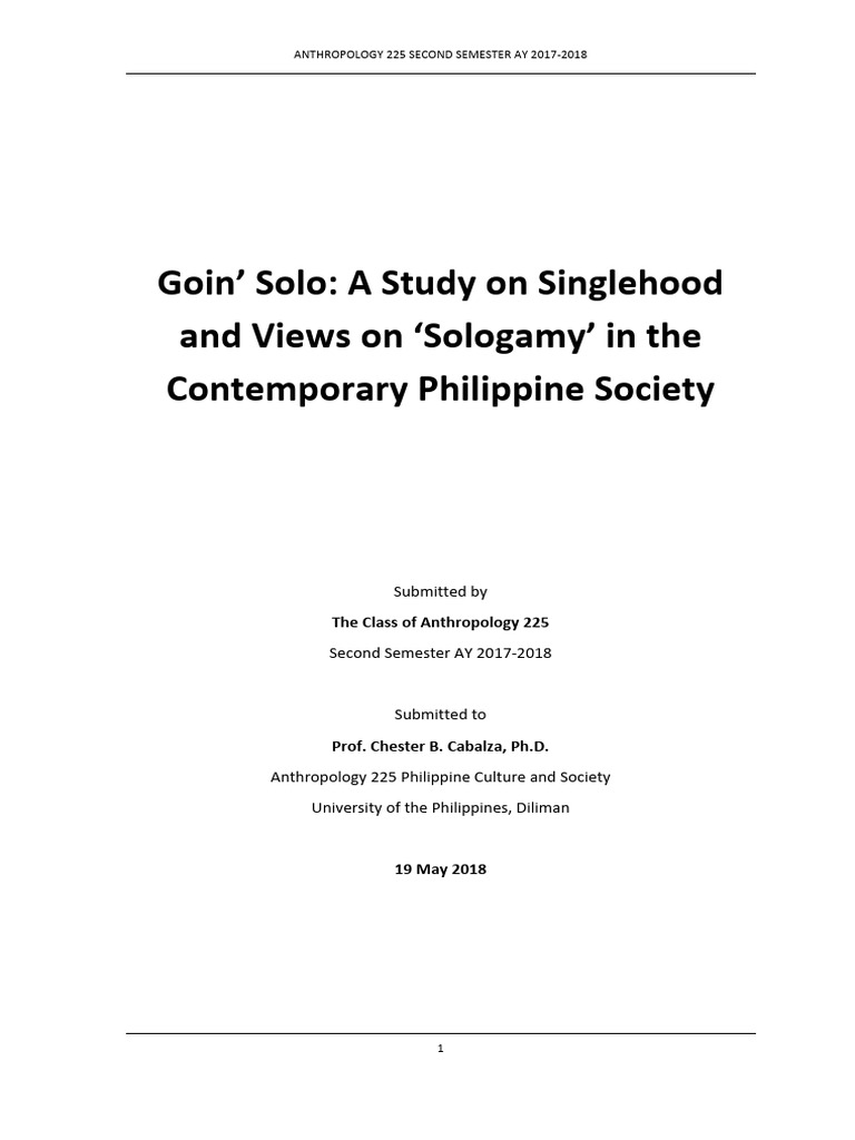 Goin Solo A Study On Singlehood and View | PDF | Marriage | Methodology