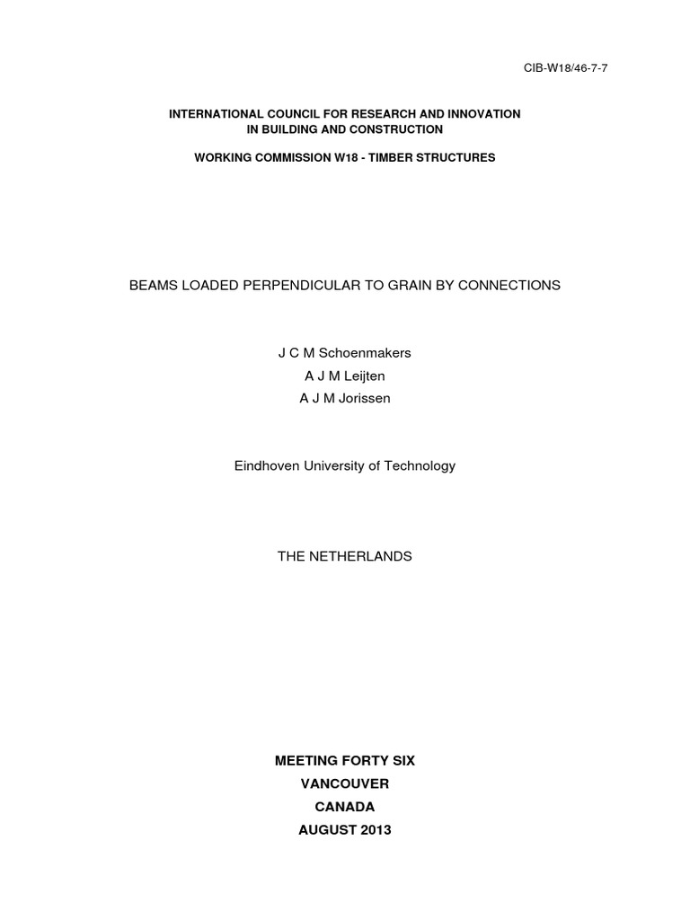 Beams Loaded Perpendicular To Grain by Connections | PDF | Fracture ...