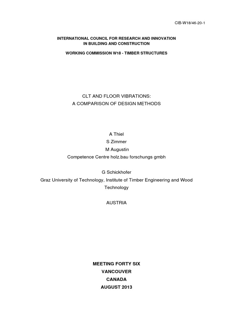 CLT and Floor Vibrations: A Comparison of Design Methods | PDF ...