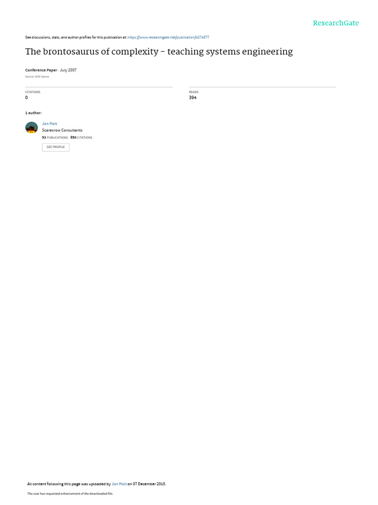 The Brontosaurus of Complexity - Teaching Systems | PDF | Life Cycle ...