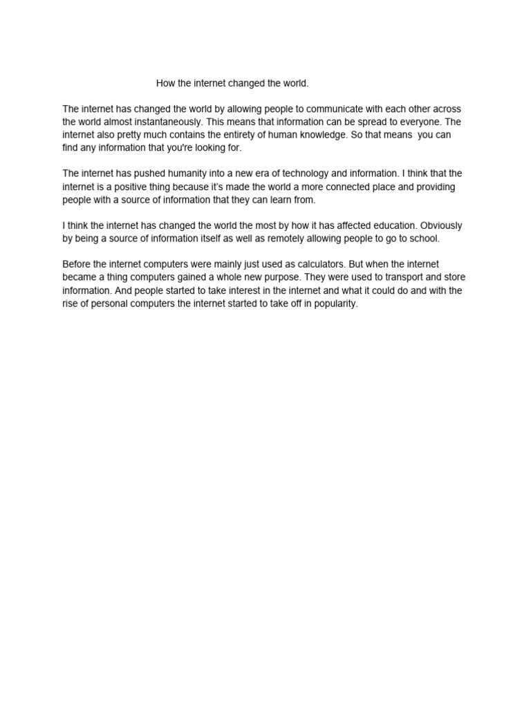 How The Internet Changed The World | PDF | Social Science