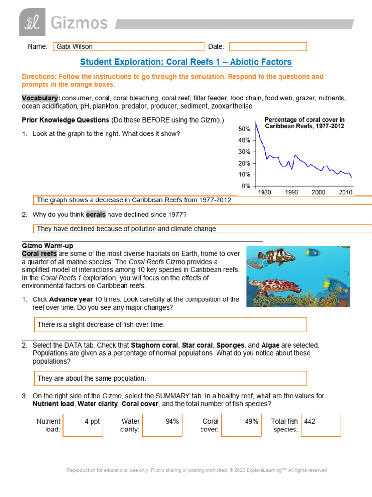Gabriela Wilson Zampronha - Gizmo Coral Reef and Abiotic Factors ...
