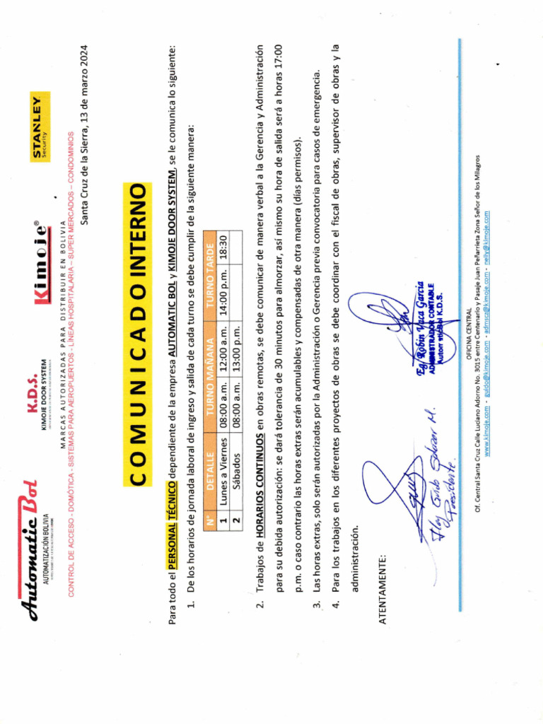 Comunicado Interno - Autorizado | PDF