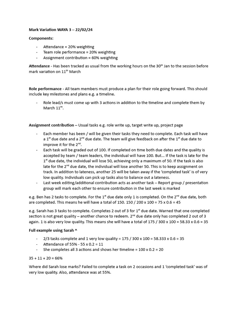 Mark Variation Plan | PDF